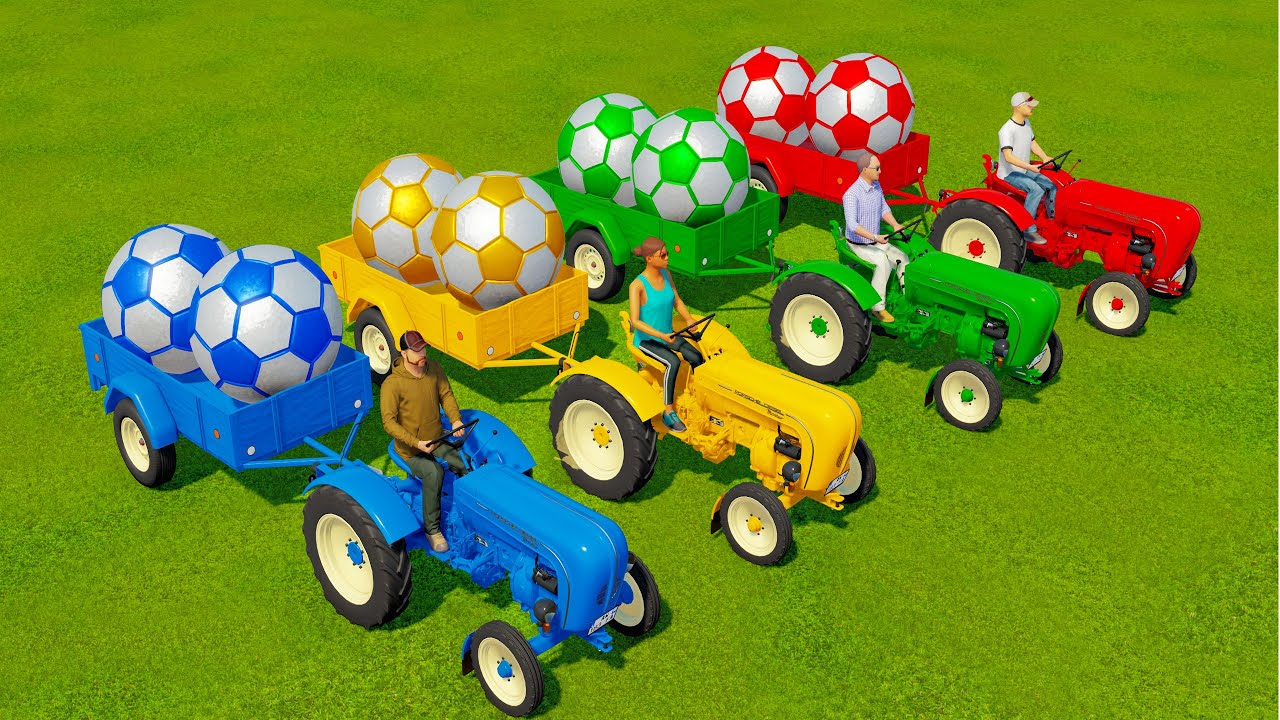 MINI TRACTOR OF COLORS ! PORSCHE & CLAAS TRACTORS! BALL BALING ...