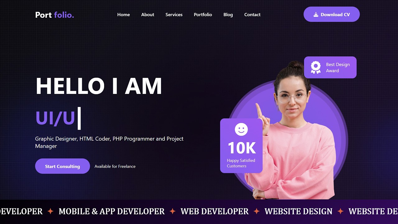How To Make A Portfolio Website Using HTML CSS JS | Complete Responsive ...