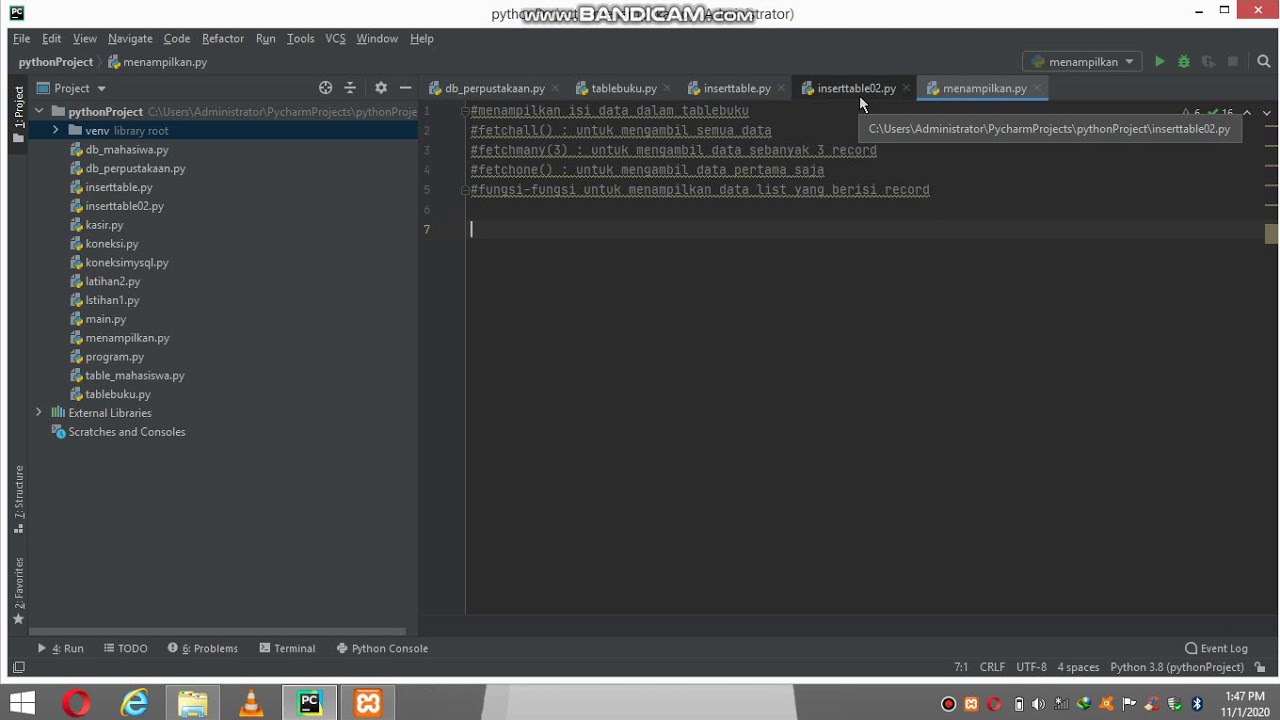3|tutorial menampilkan data menggunakan bahasa python| #python #pycharm ...