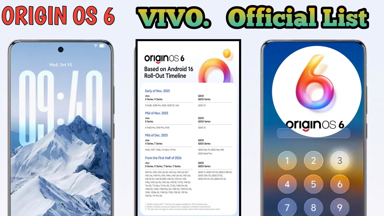 Origin OS 6 Officel List based On Android 16 For Vivo Devices 2025-2026 ...
