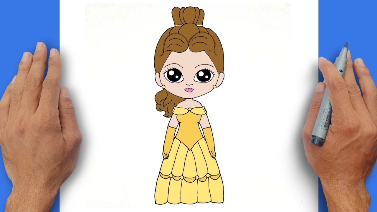 How to Draw Princess Belle Easy | Beauty and The Beast - YouTube