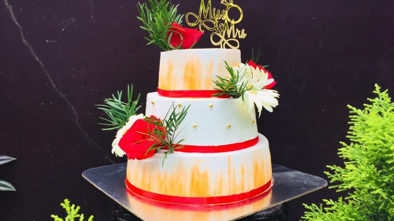 How to make 3tier 4kg wedding cake | Easy wedding cake | - YouTube