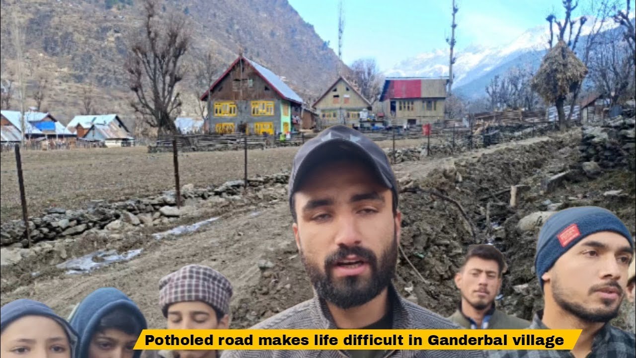 Potholed road makes life difficult in Ganderbal village - YouTube