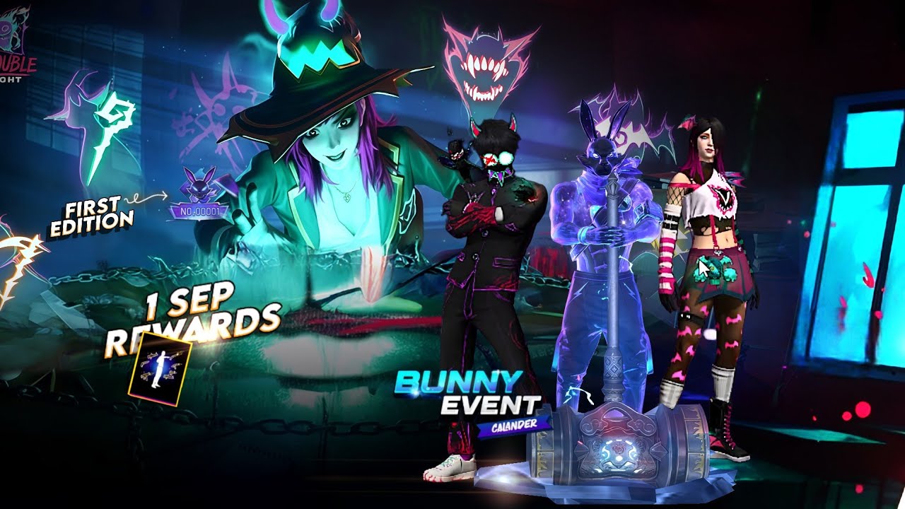 BUNNY BUNDLE RETURN EVENT, TROUBLE NIGHT FF, FF NEW EVENT, FREE FIRE ...