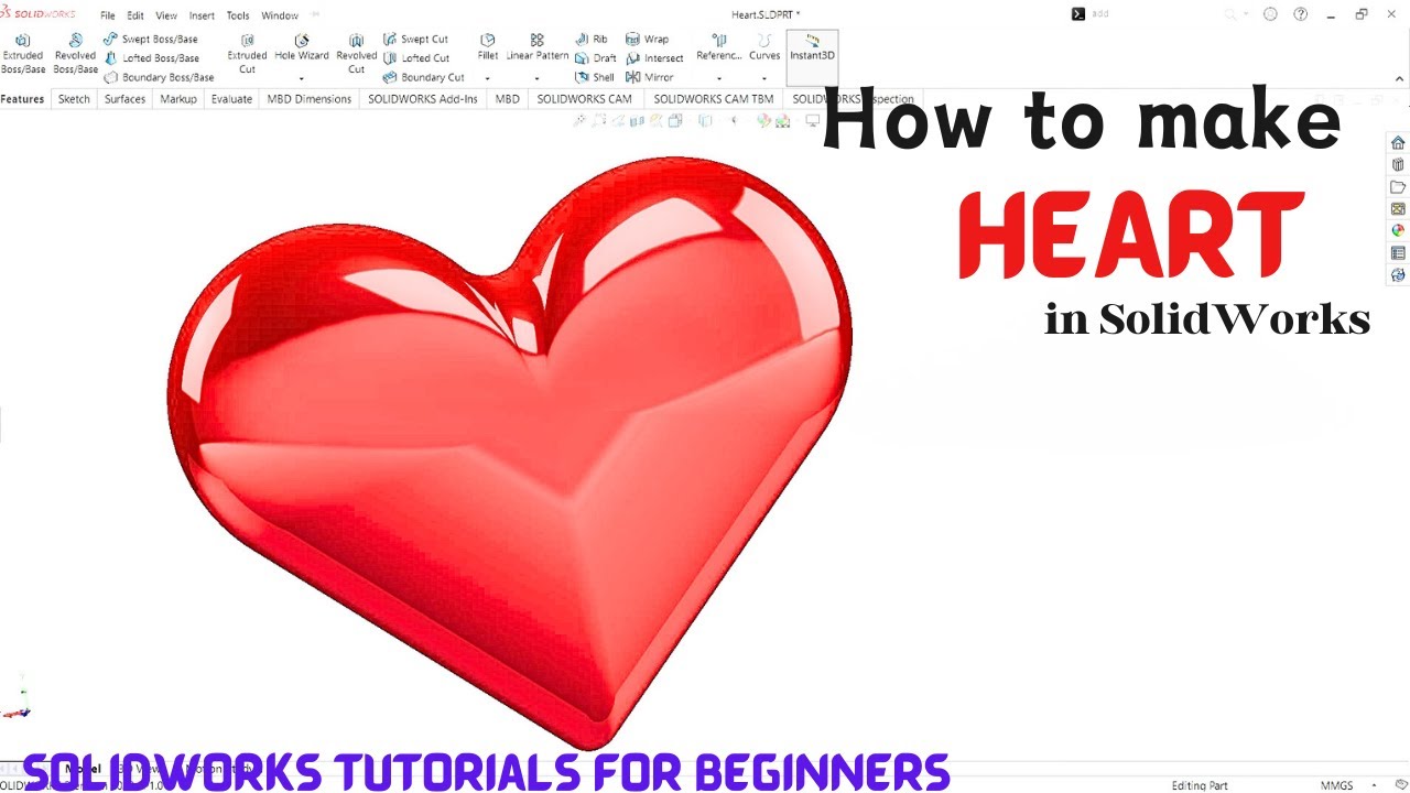 How to just make a heart in SolidWorks | Solidworks Tutorial | Heart ...