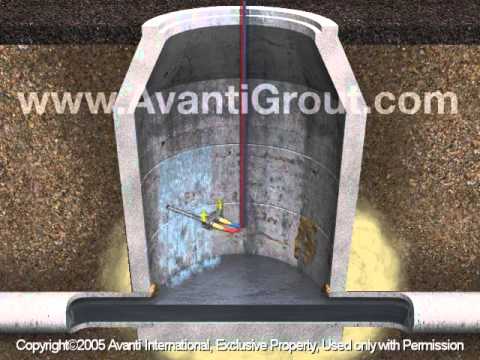 Curtain Grouting Concrete Manhole - YouTube