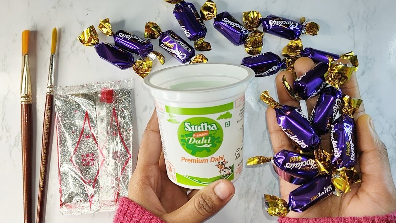 How to make CUTE Chocolate Box out of dahi container. DIY Chocolate ...