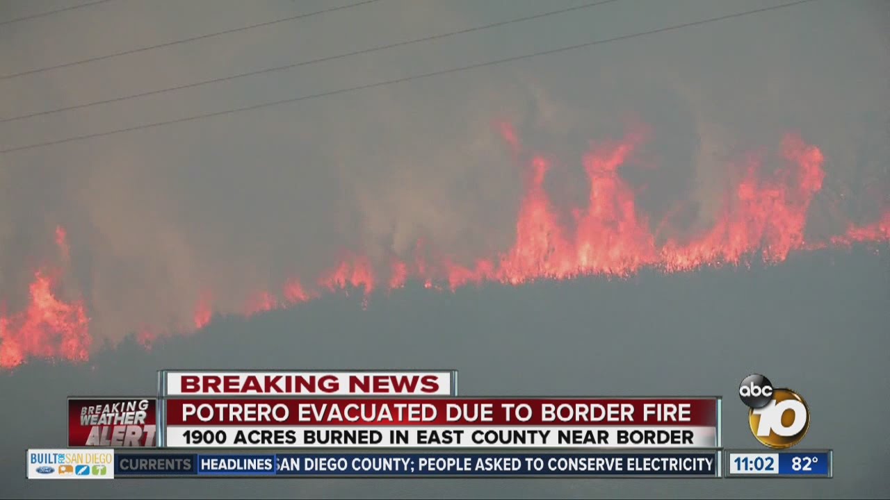 Border fire grows to 1,900 acres, evacuation orders in place - YouTube