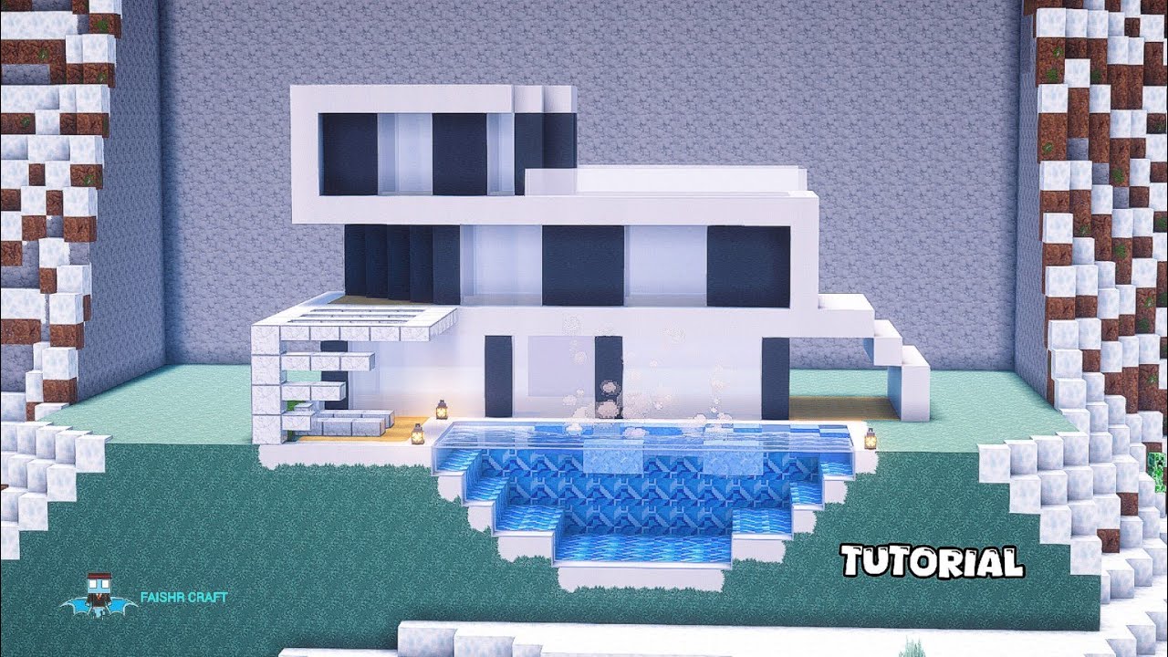 Minecraft Modern House With Pool Tutorial! (Without Commentary) - YouTube
