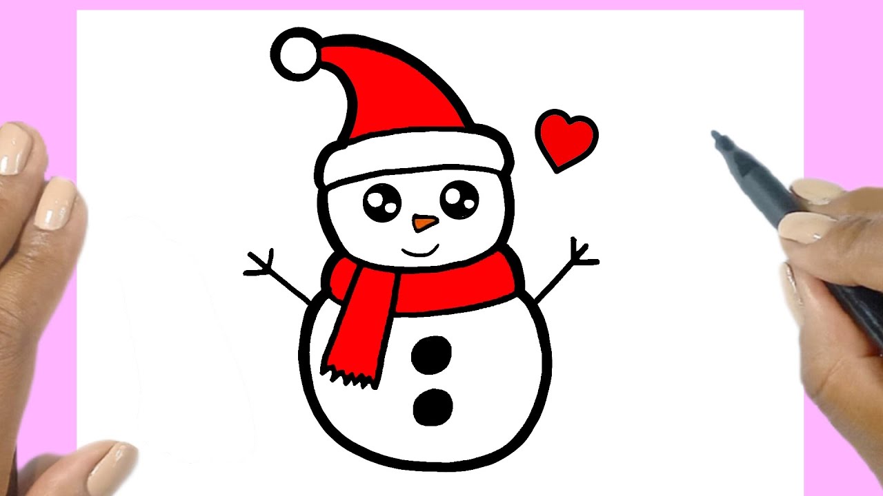 How to draw a CUTE SNOWMAN - Drawing to Draw - YouTube