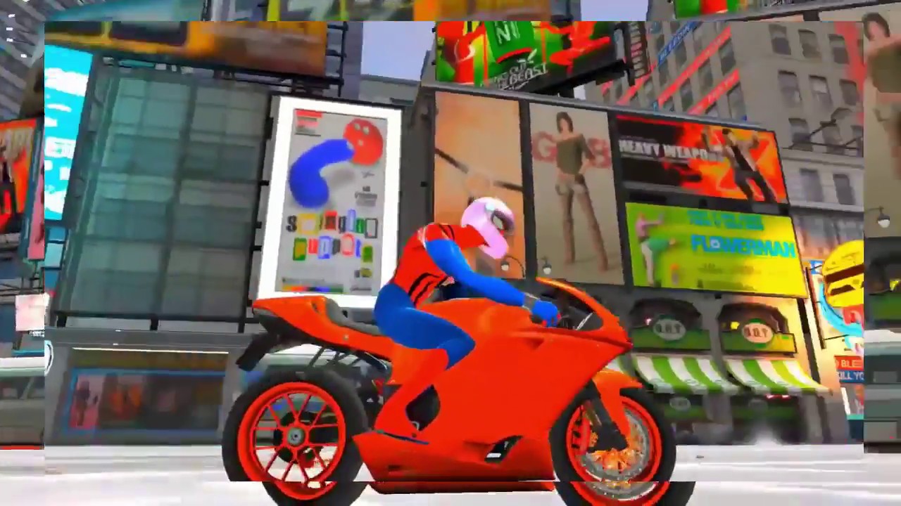 spiderman balapan sepeda motor ( spiderman motorcycle race ) - YouTube