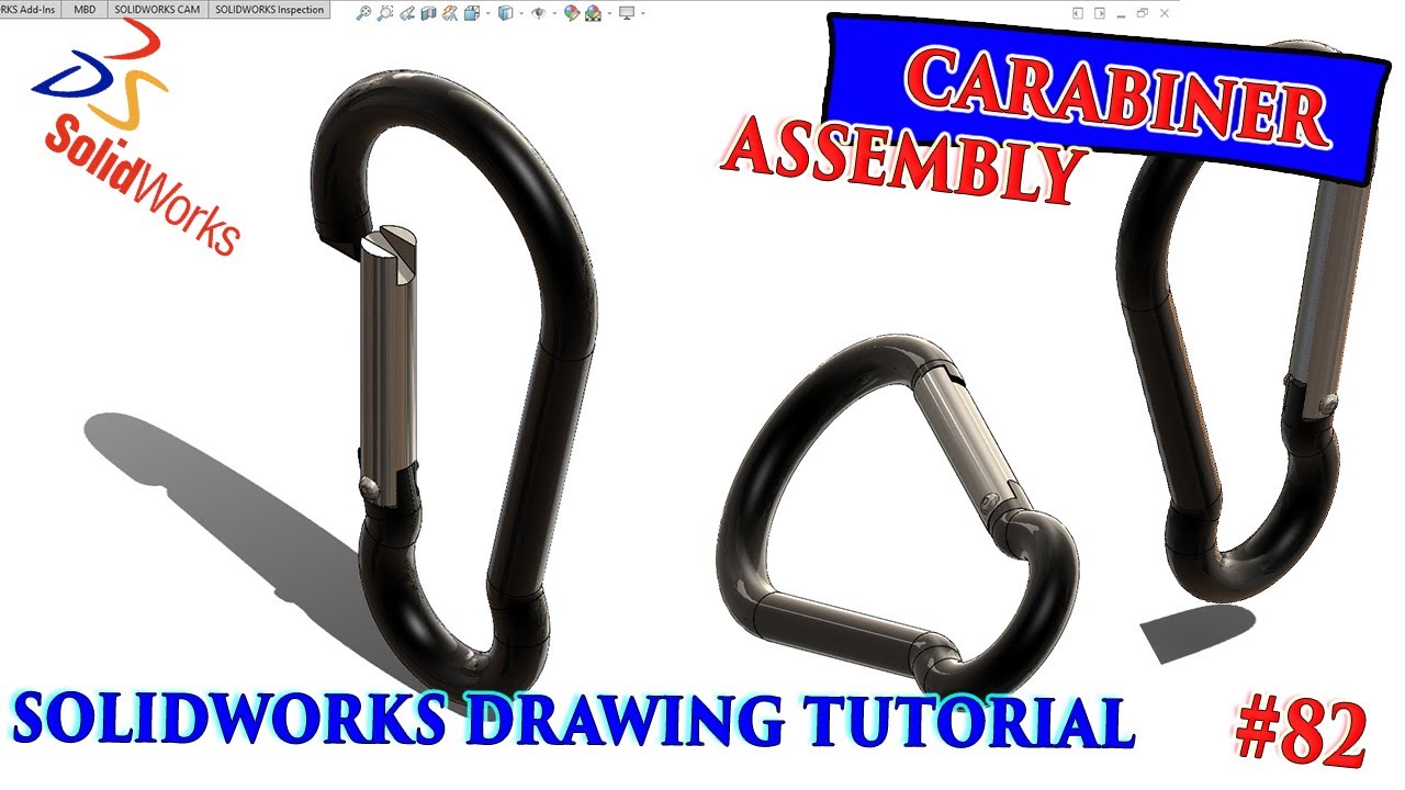 Carabiner Solidworks (HOOK CLIMBING) || ASSEMBLY || SOLIDWORKS DRAWING ...