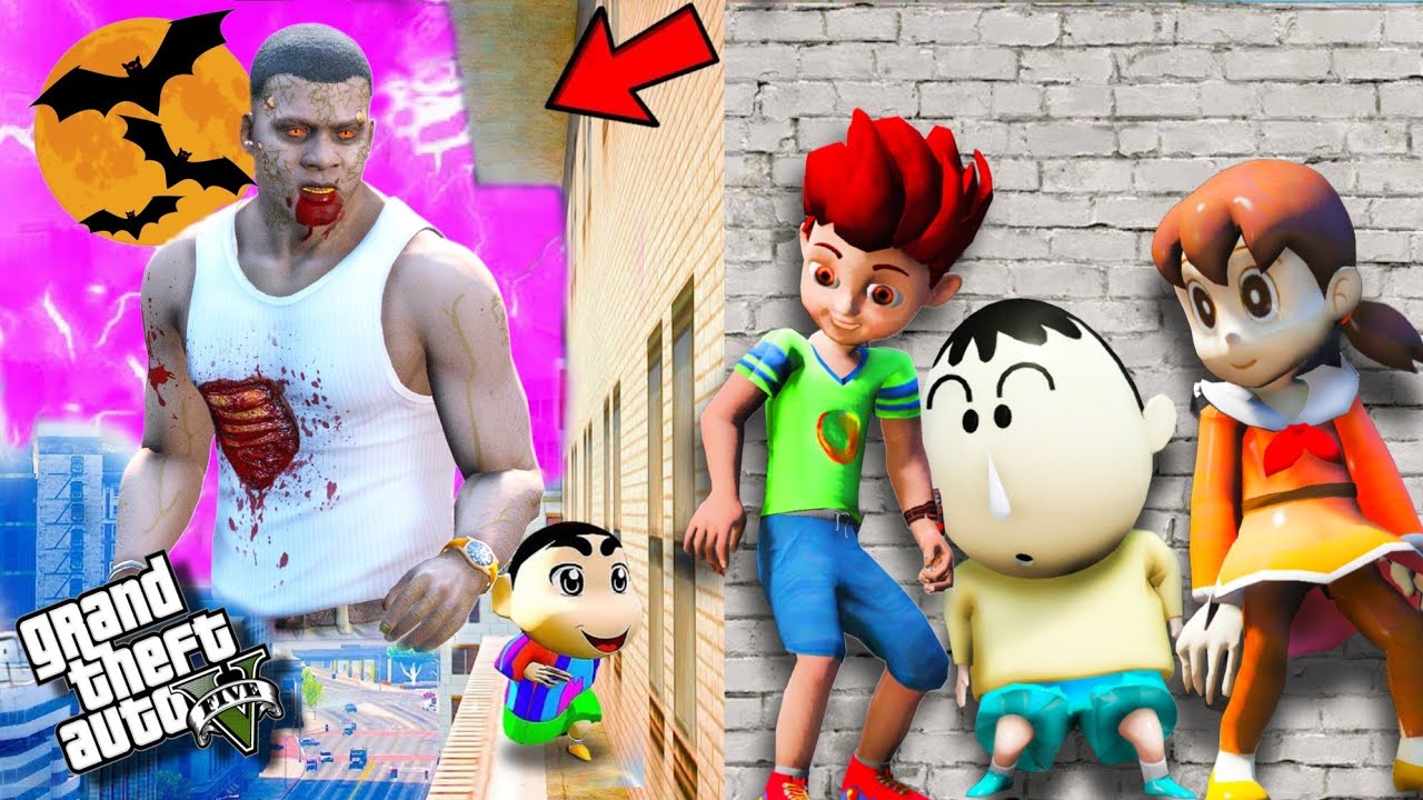 GTA5: Zombie Franklin,Kicko,Motu,Shinchan,Nobita,Shizuka Play Snake ...