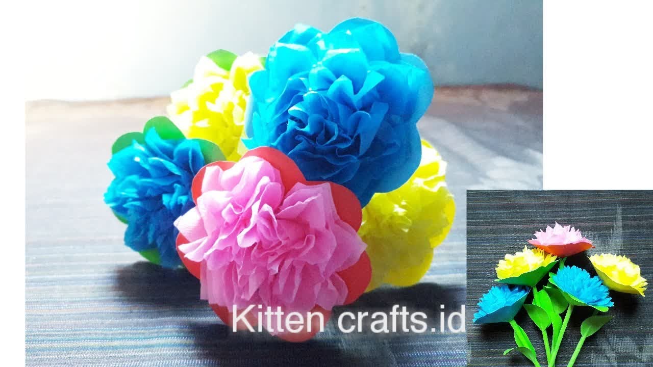 Tissue flower: diy tissue flower stick easy - YouTube