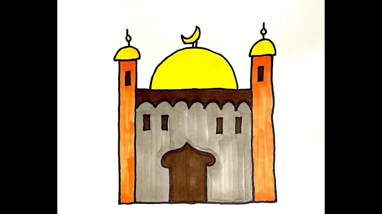 كيف ترسم مسجد خطوة بخطوة| رسم سهل|رسم مسجد سهل |تعليم الرسم|Easy mosque ...