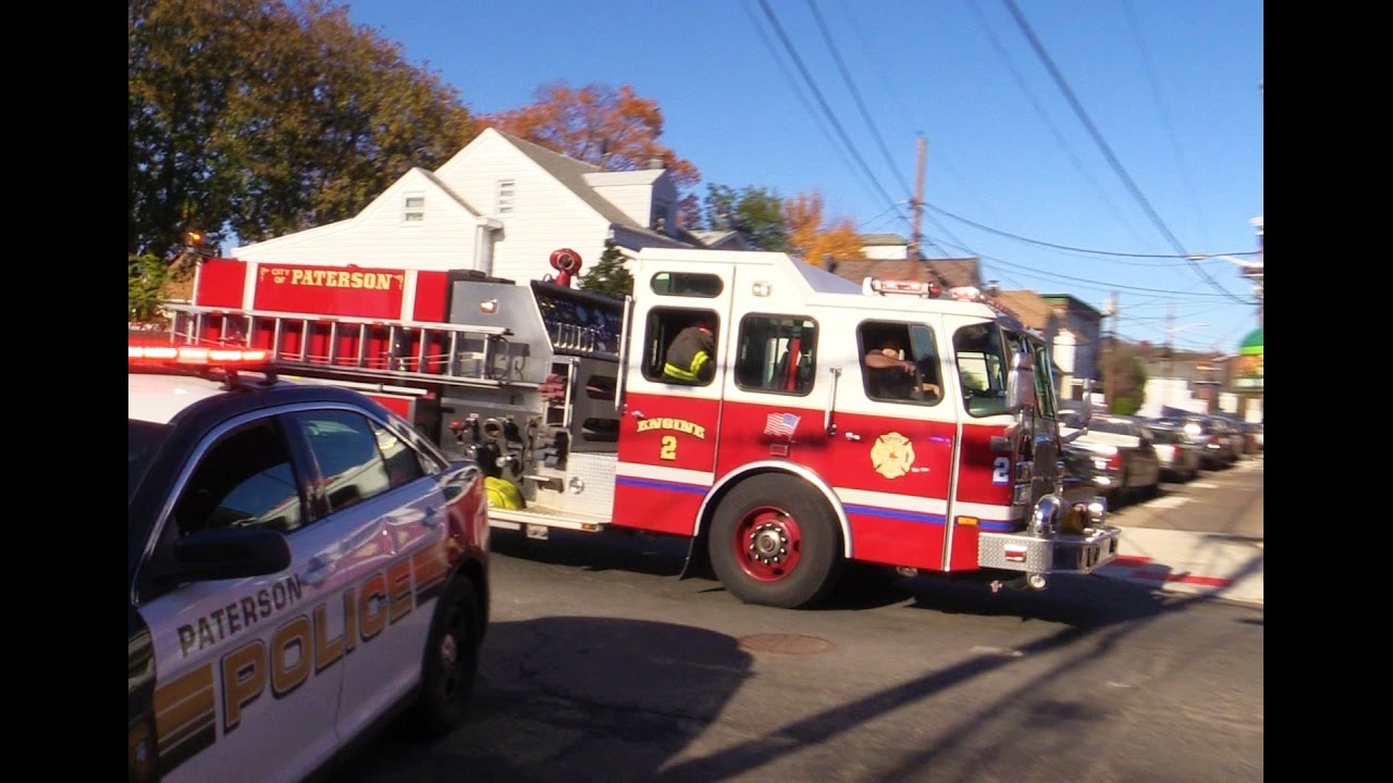 Paterson NJ Fire Dept EMS, Engine 2, Ladder 2 and Battalion 3 ...