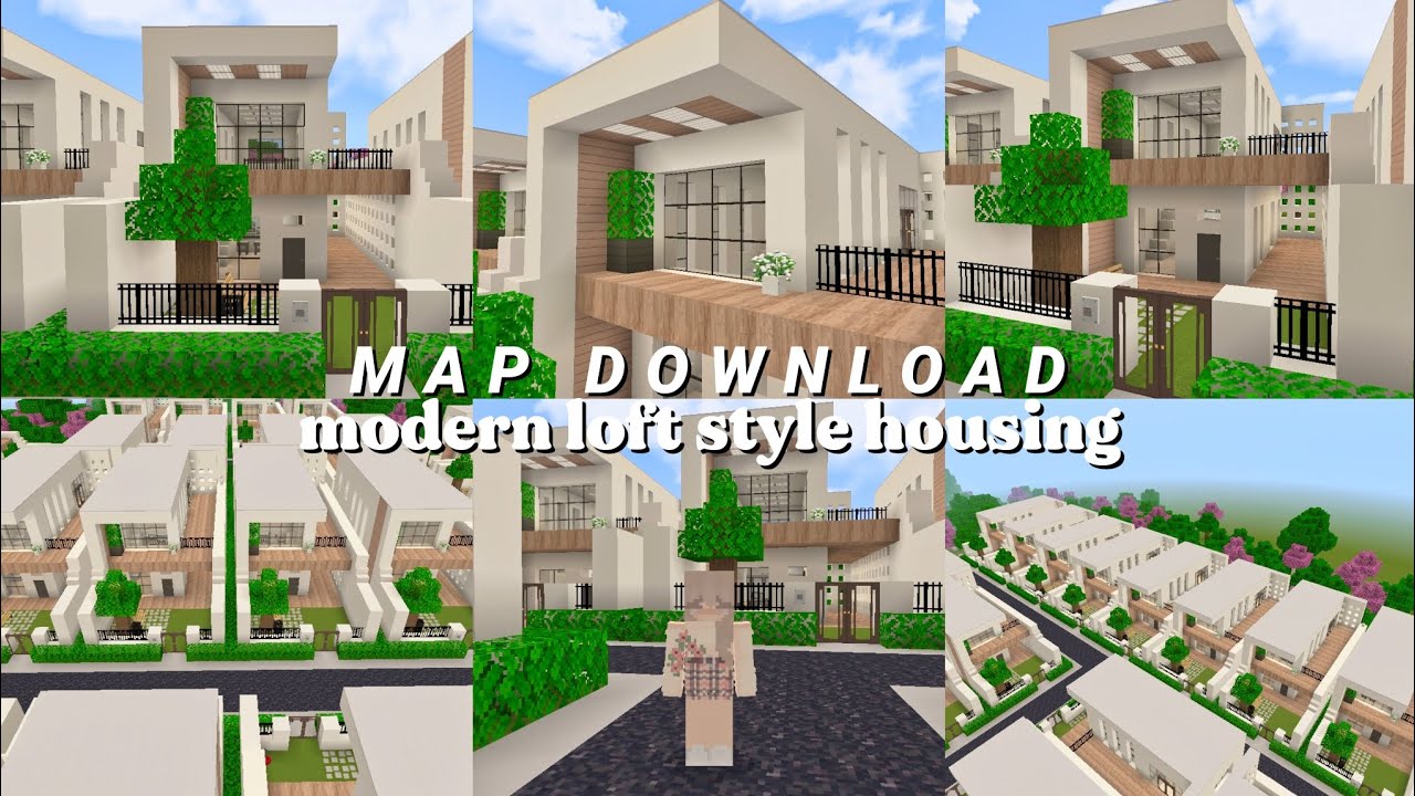 [minecraft pe] modern loft style housing map download ♡ - YouTube