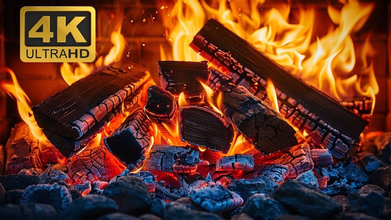 🔥 12 HOURS 4K Fireplace TV. Tranquil Log Burning & Soft Fire Crackles ...