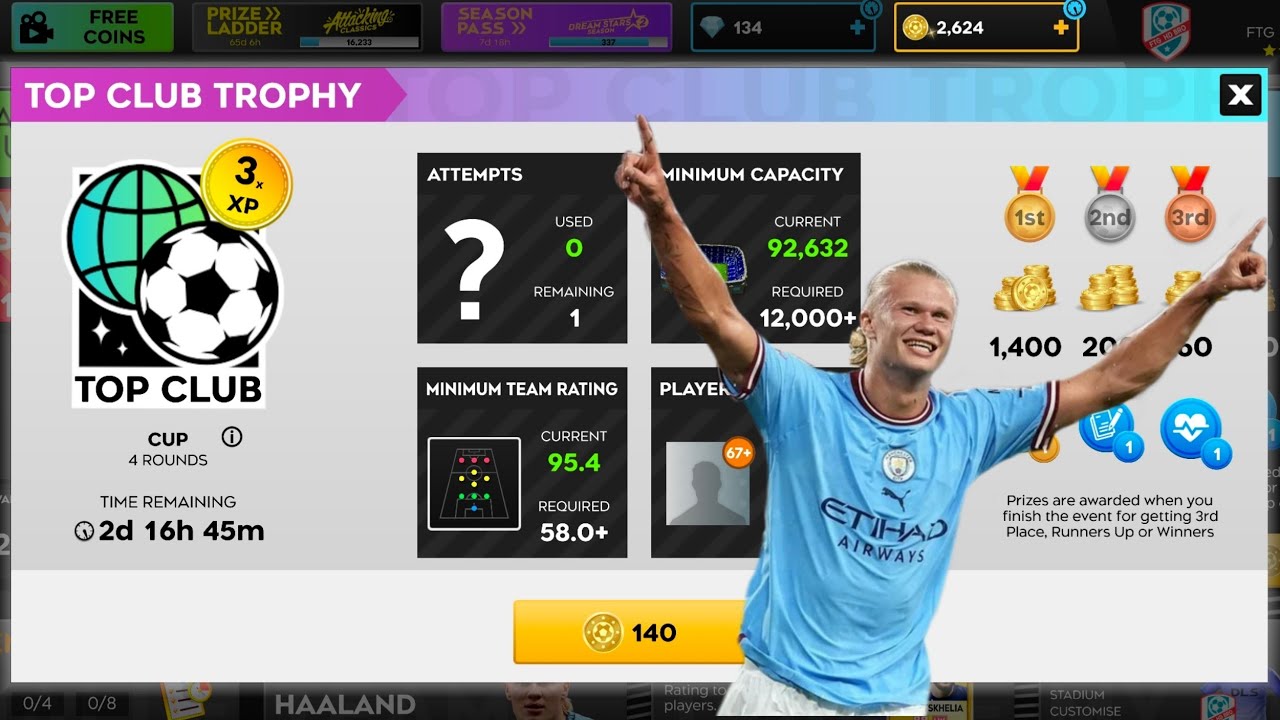 DLS 25 TOP CLUB TROPHY CHAMPION WITH HALLAND. F T G HD BRO - YouTube