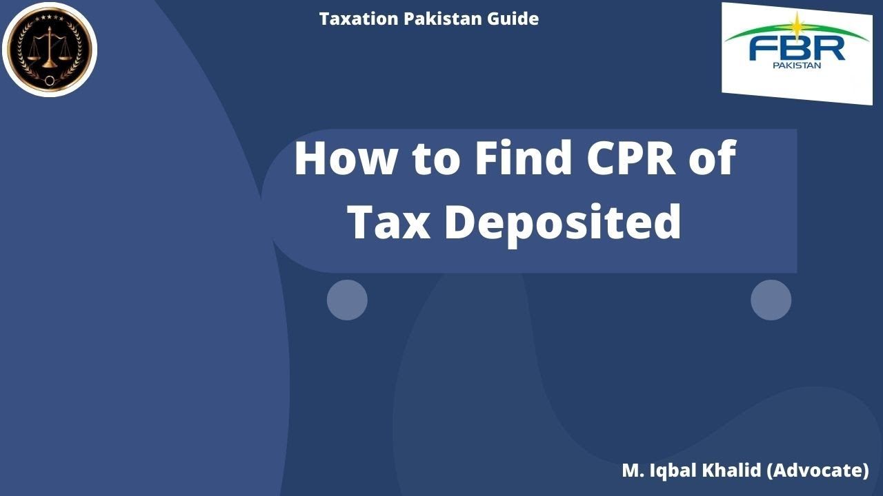 How to find CPR of tax deposited - YouTube