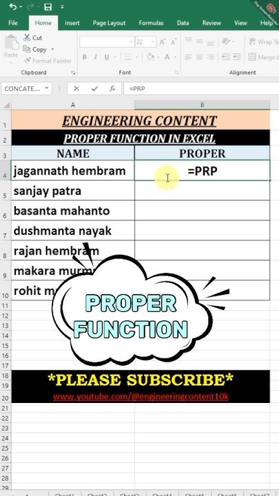 Proper Function In Excel Excel Shorts Ytshorts Exceltips Tutorial Shortvideo Excelworld