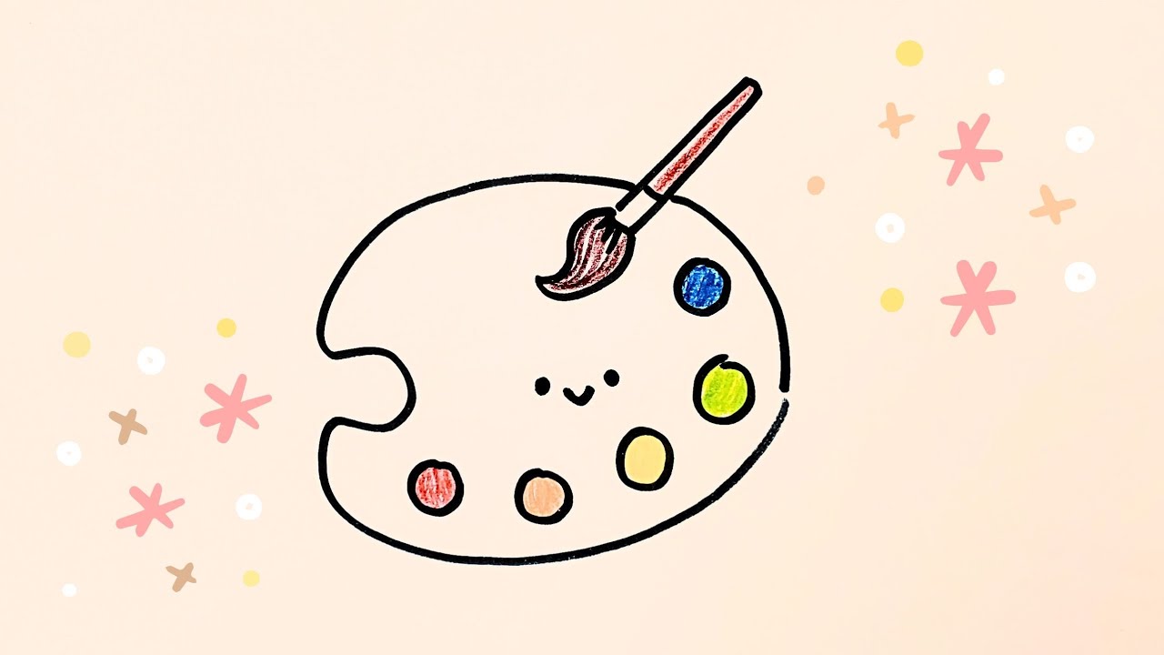 How to Draw a Cute Paint Pallette for Artists 🎨 | 귀여운 페인트 팔레트 그림 그리기 ...