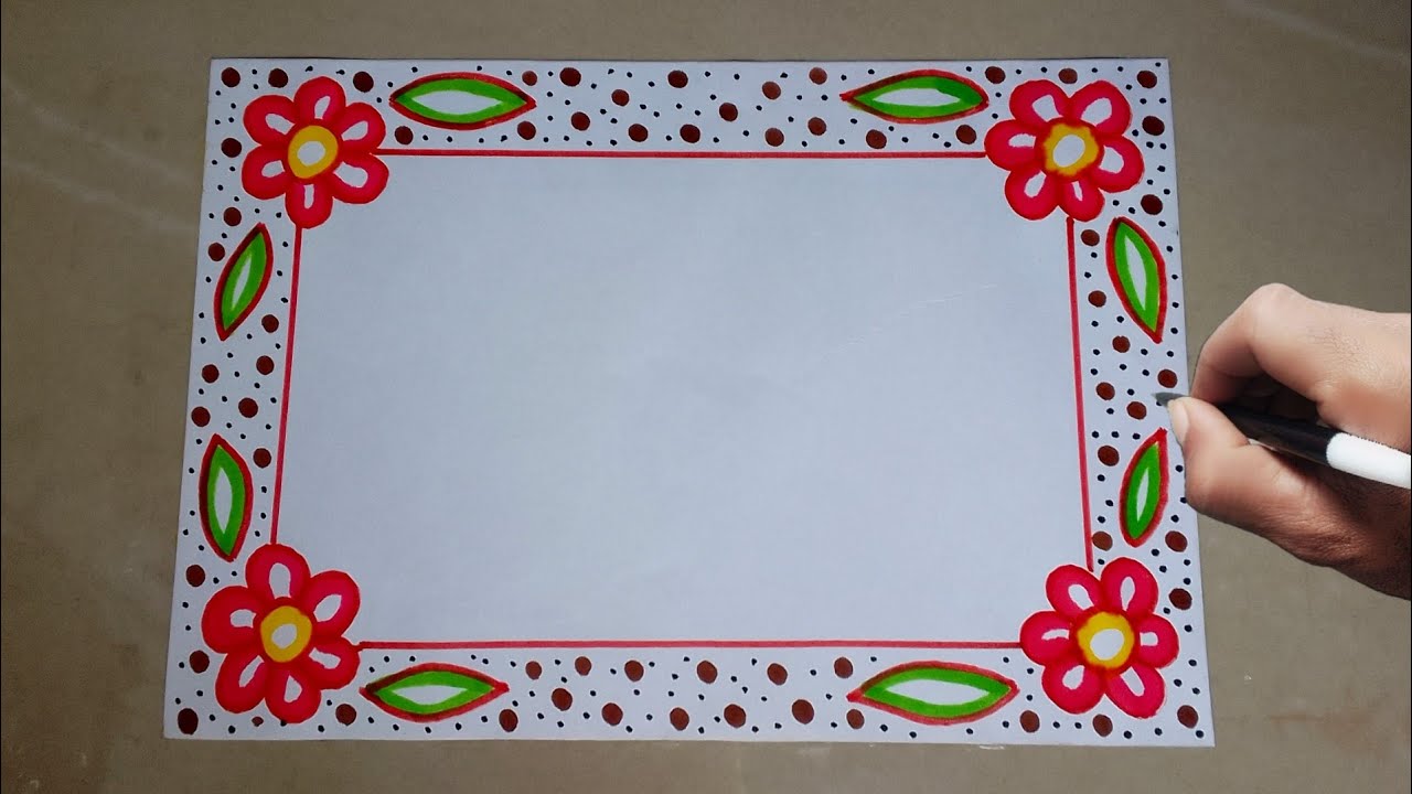 Drawing side decoration simple || file border design flower border ...
