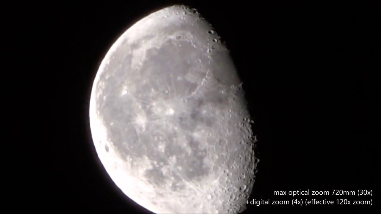 Moon at 30x&120x video zoom [Sony HX90] - YouTube