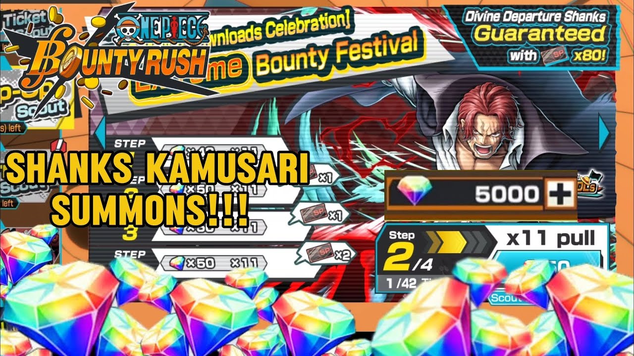 LUCK OR NO ??? SHANKS KAMUSARI SUMMONS!!! | One Piece Bounty Rush | OPBR INDO - YouTube