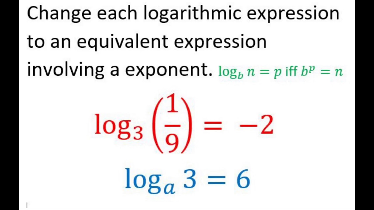 Change Log Expression To An Equivalent Expression Involving An Exponent