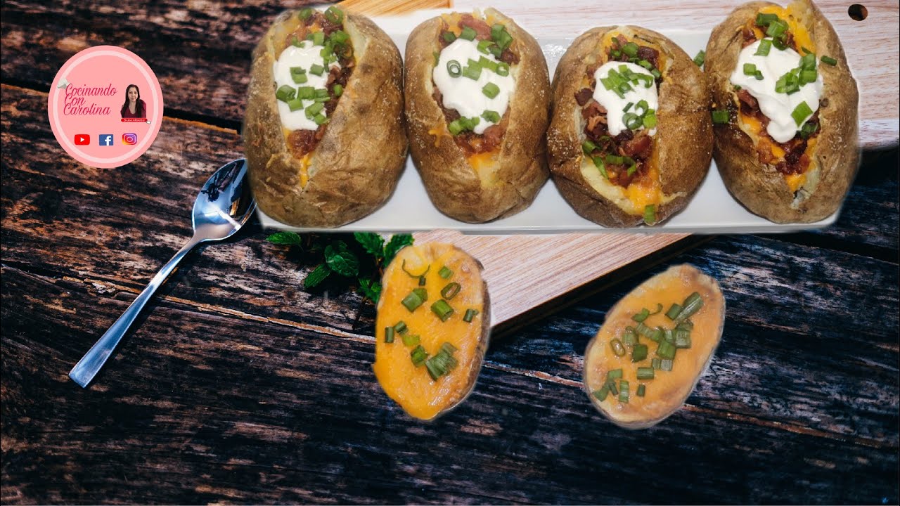 PAPAS AL HORNO 🥔 PAPAS CARGADAS 🥔 LOADED BAKED POTATO 🥔 - YouTube