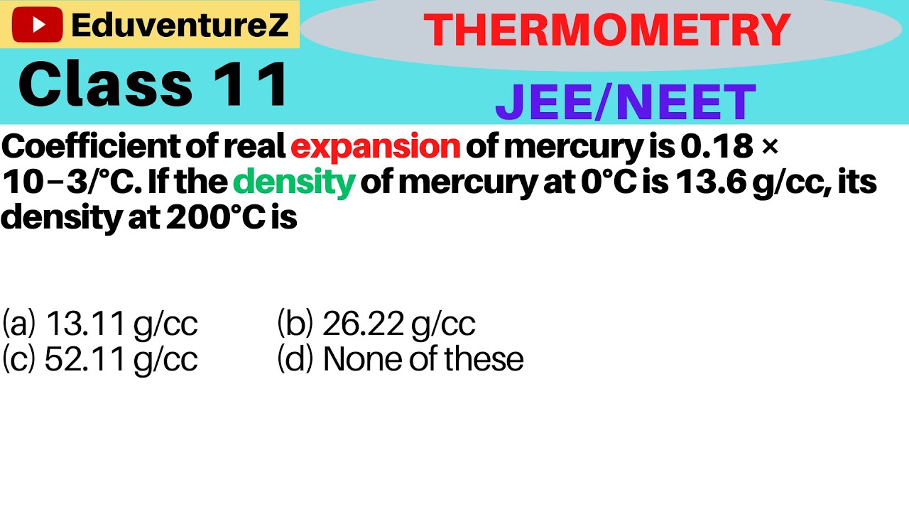 Coefficient of real expansion of mercury is0.18 × 10−3/°C. If the ...