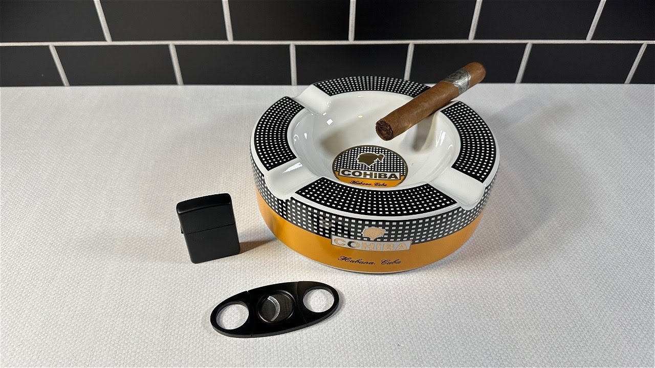 Cohiba Large 8 inch Round Cigar Ashtray - 4 Cigar Rests - YouTube