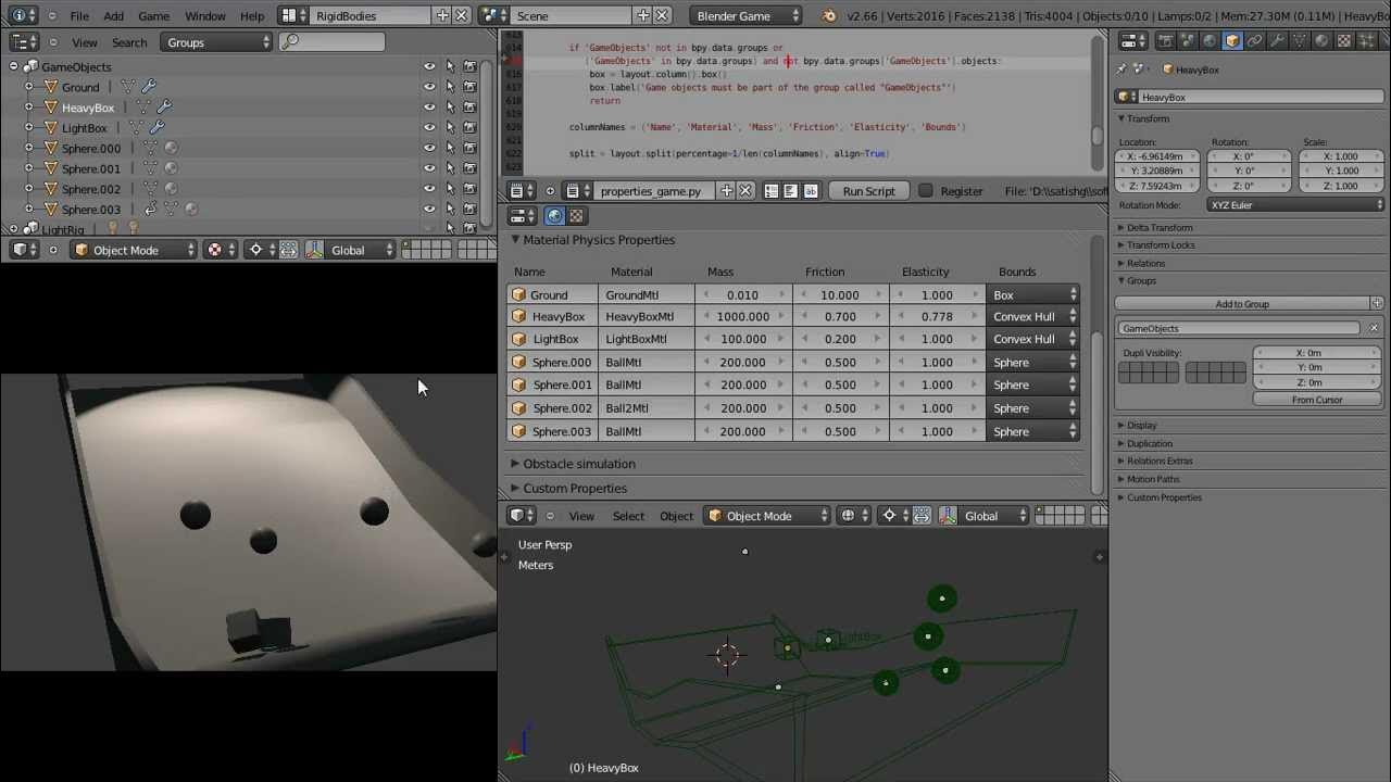 Blender Python Script : Game Engine Physics/Material Properties ...