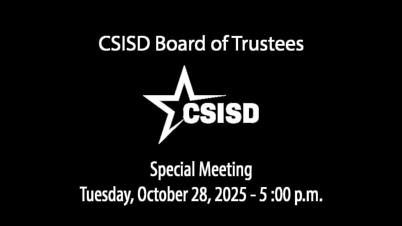 CSISD Board Meeting 10/29/2025 - Special Meeting - YouTube
