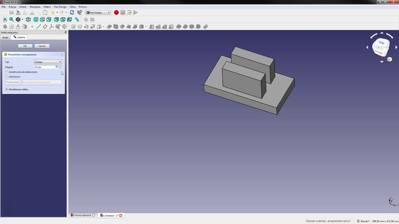 FreeCAD Przykładowy model #1 - YouTube