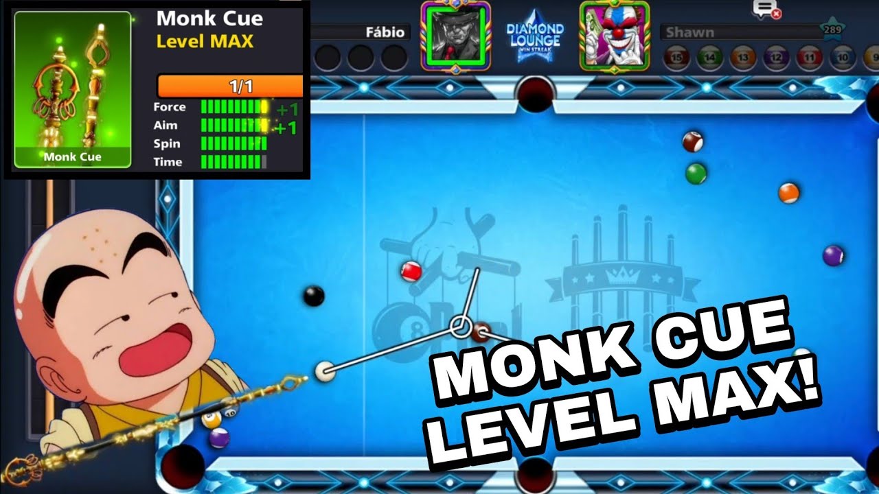 Upgrading Monk Cue to Level Max and Testing it in 8 Ball Pool - YouTube
