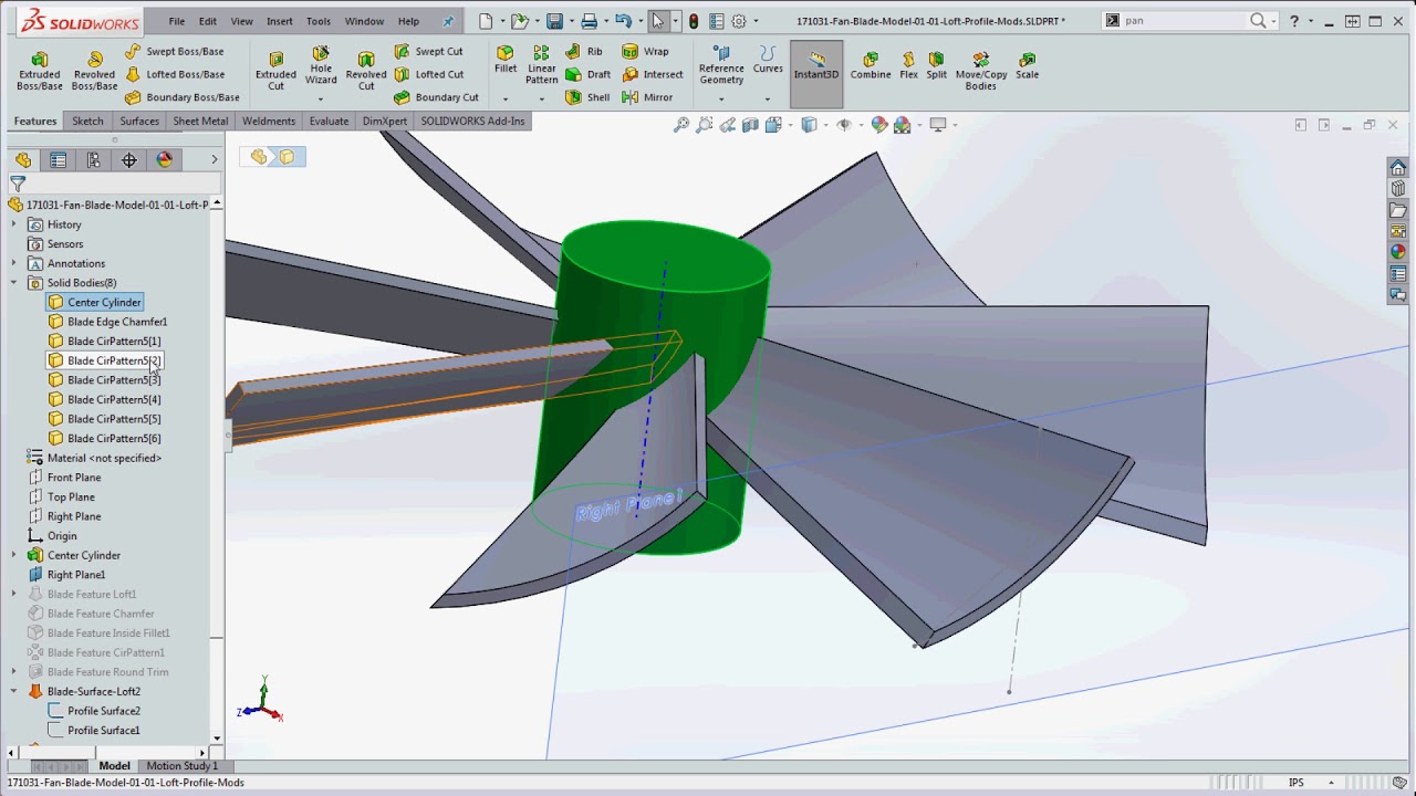 33, Online SolidWorks - Create a Fan with Blades or Similar Form ...