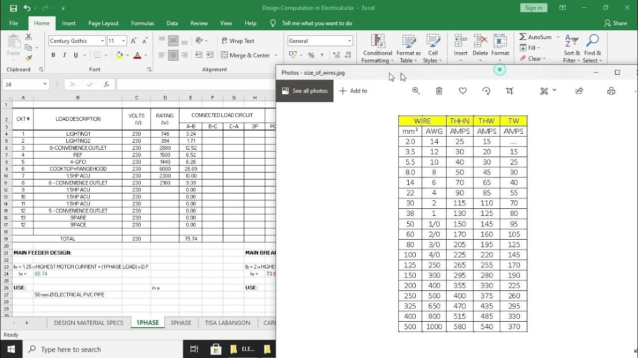HOW TO MAKE SCHEDULE OF LOADS ON EXCEL FOR SINGLE PHASE LOAD - YouTube