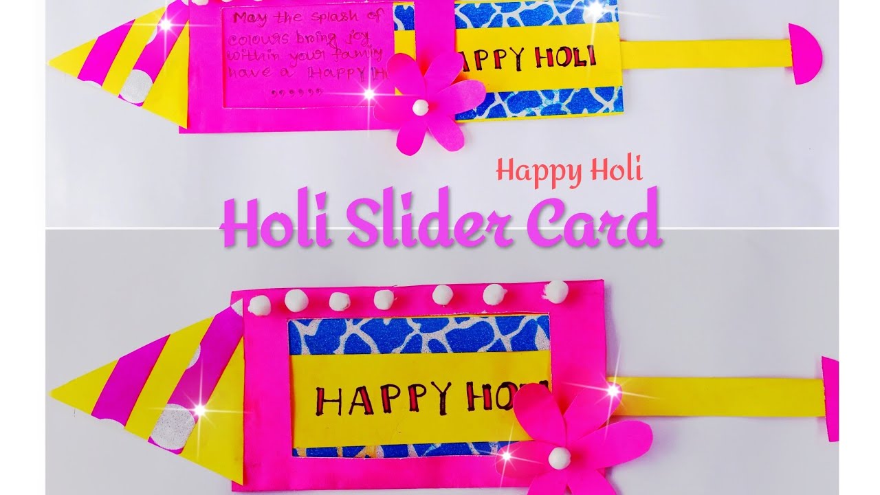 How to make holi slider card /holi gift ideas/paper slider card ...