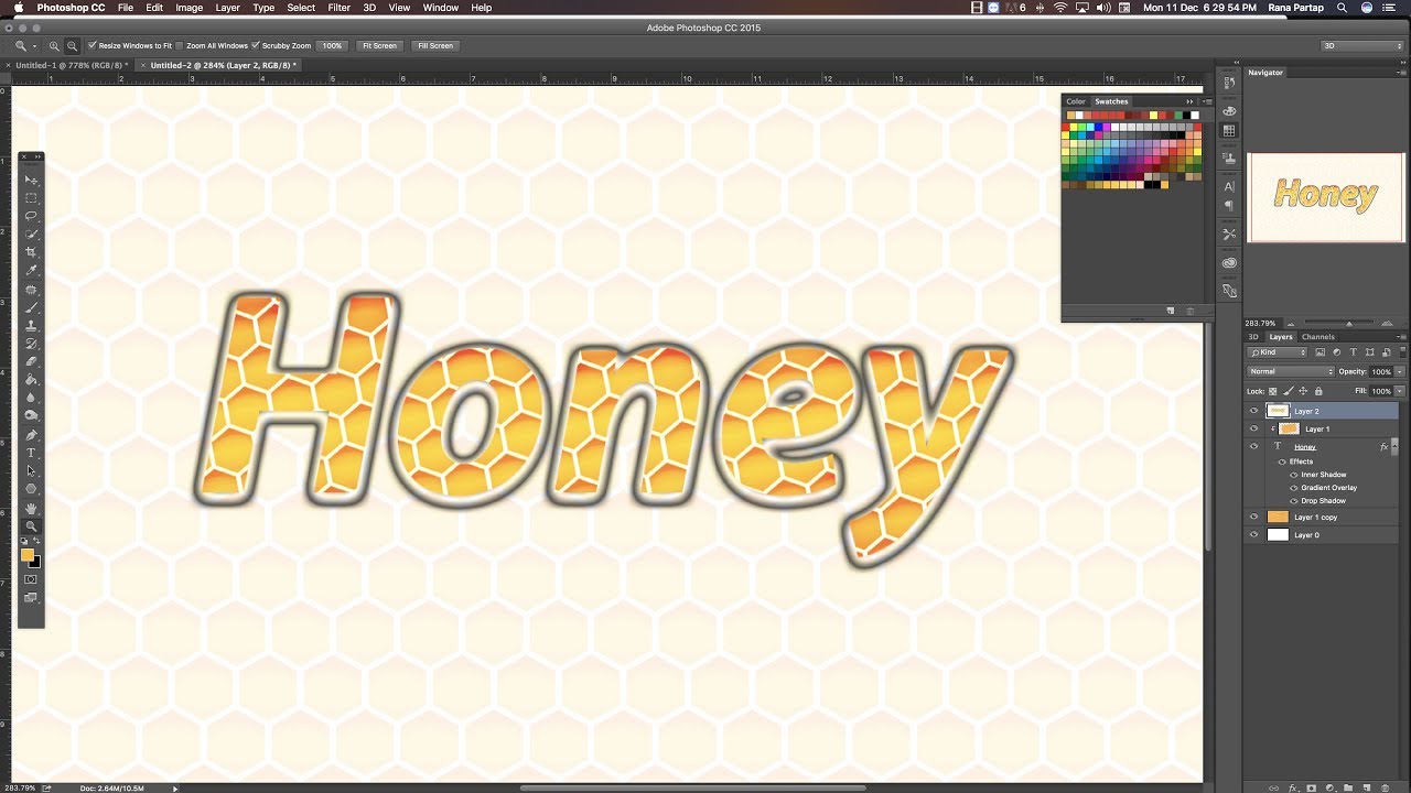Making Seamless HoneyComb Pattern & Text Style in Adobe Photoshop ...