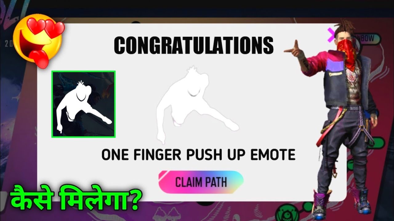 How to get one finger push up emote in free fire || ALL COLOURS CODE IS ...