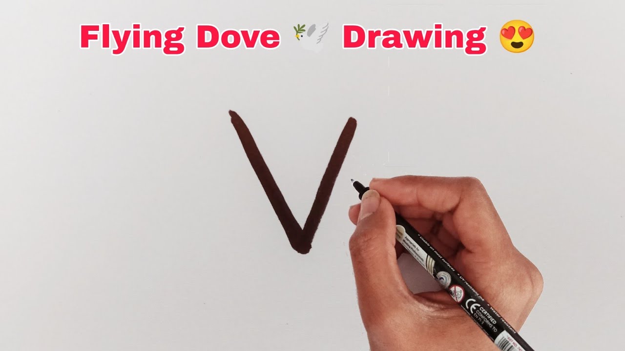 Simple Flying Dove Drawing From V | पक्षी का चित्र कैसे बनाए ?- How To ...