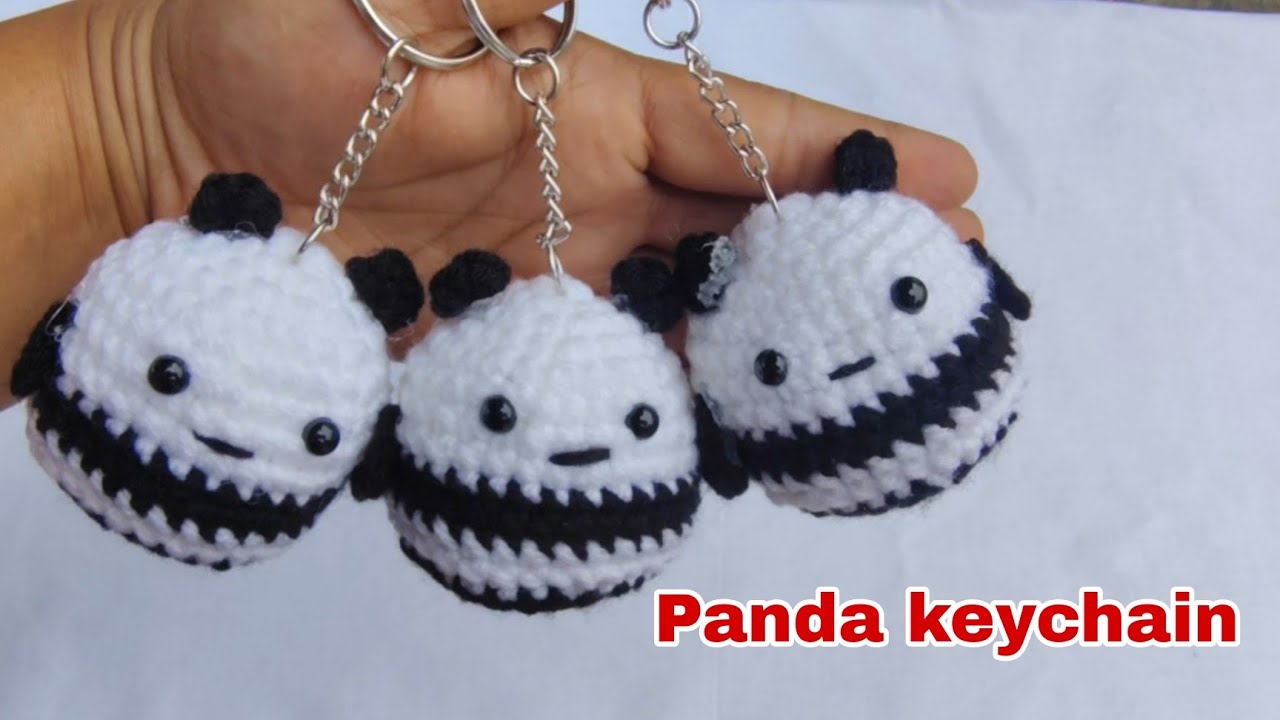 Crochet Panda Keychain Tutorial 🐼 | Cute Animal Panda Making | Custom ...