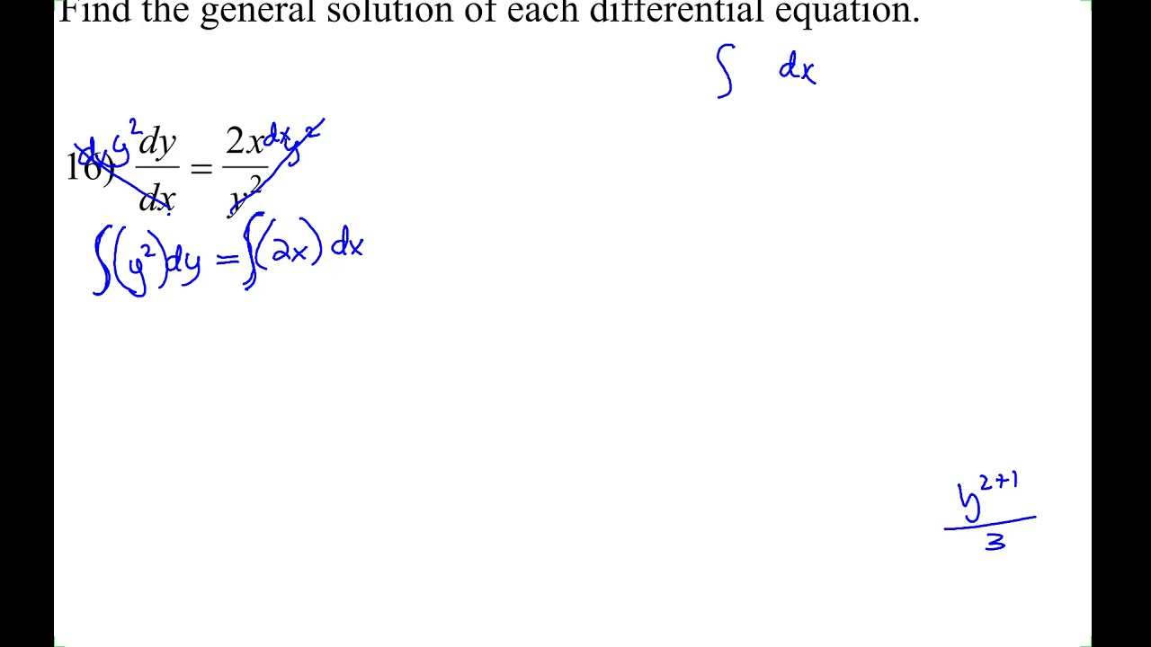 Find The General Solution Of Each Differential Equation YouTube