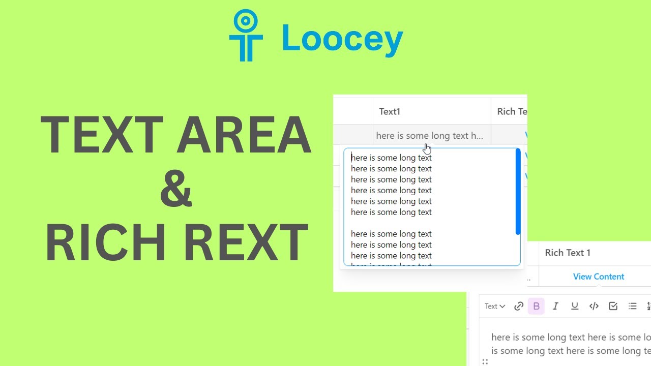 How to Add Text Area and Rich Text Column Types - Loocey - YouTube