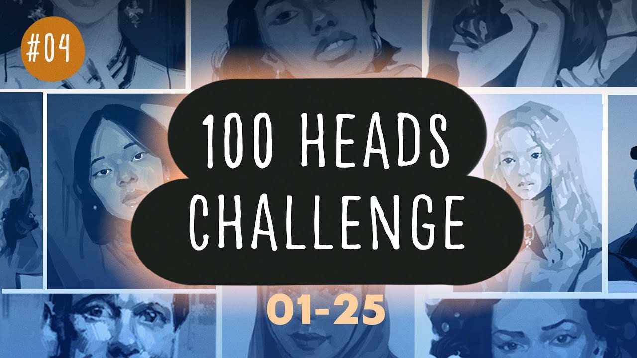 #04 100 Portrait Challenge - Paintings 01-25 - Round Brush - YouTube