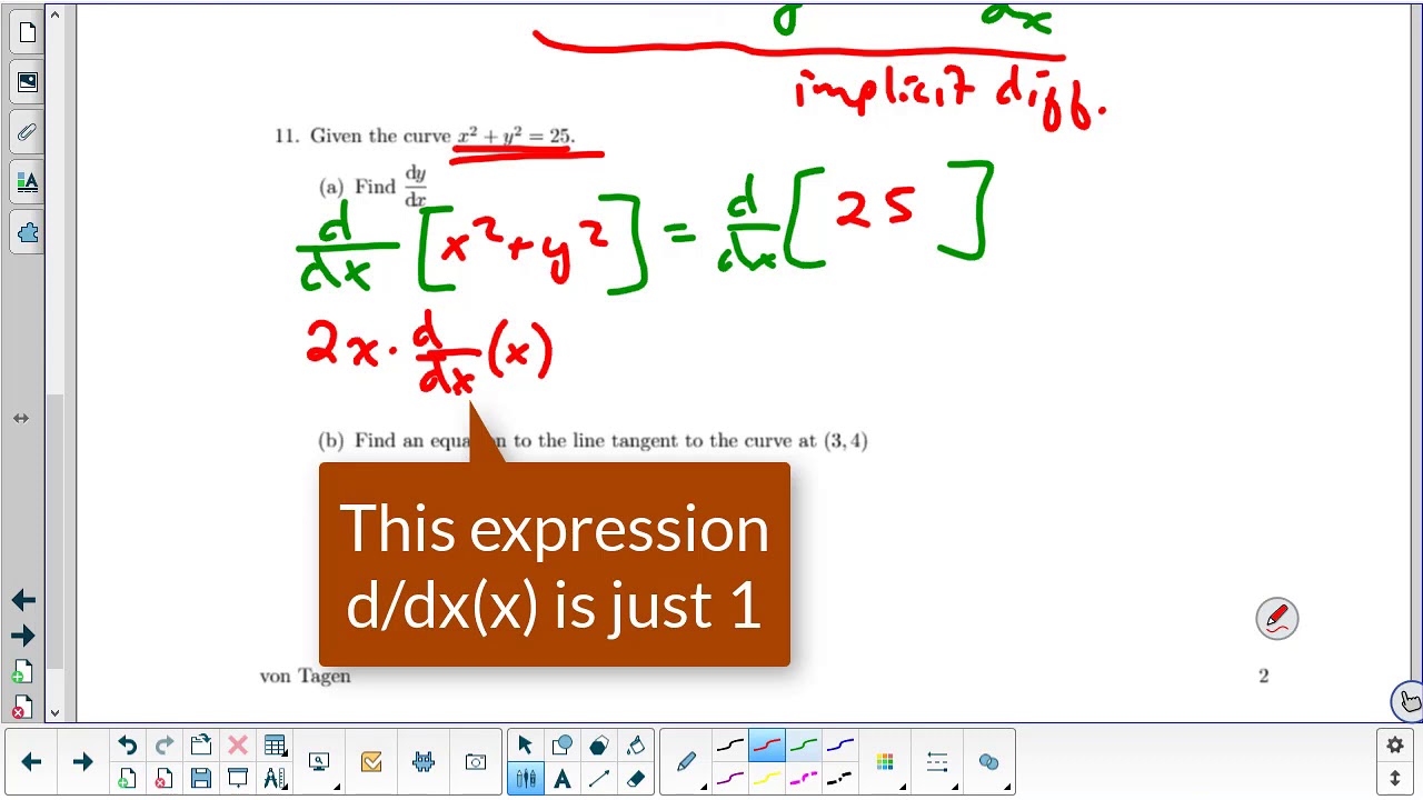 Sec. 3.8 Example of Implicit Differentiation - YouTube