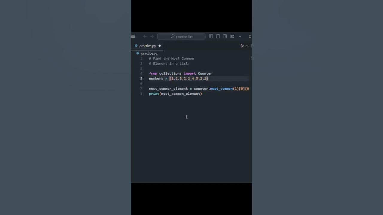 Most Common Elements Python Pythonprogrammingcodinglearnpython Pythonforbeginners Youtube
