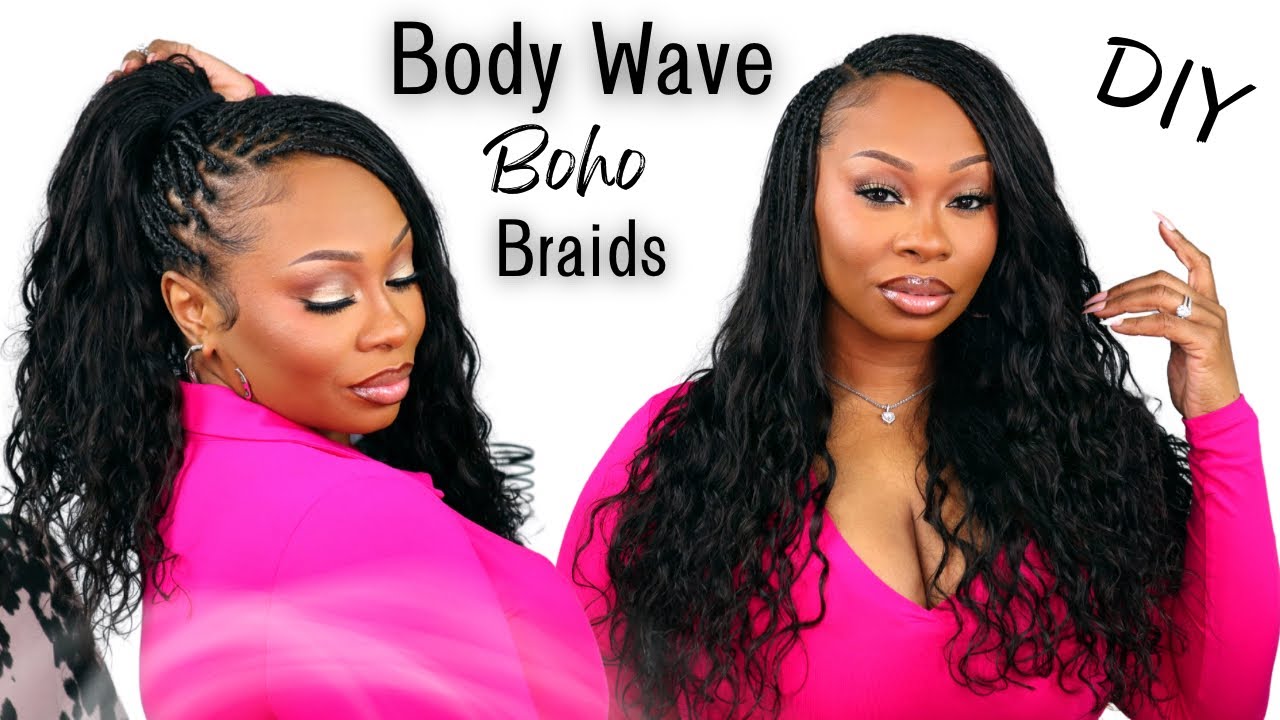 BODY WAVE BOHO BRAIDS/ DIY ft. YWIGS Hair - YouTube